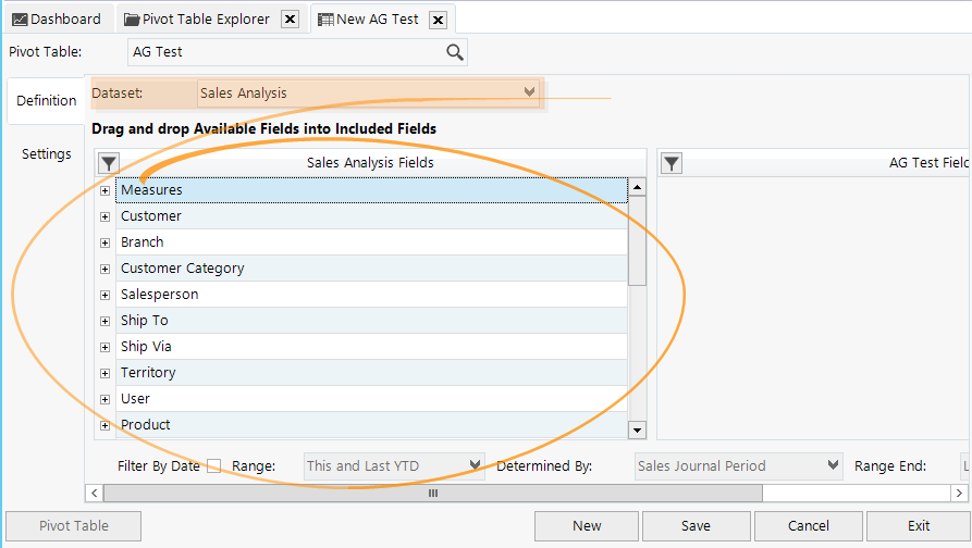 Sales Analysis pivot view data