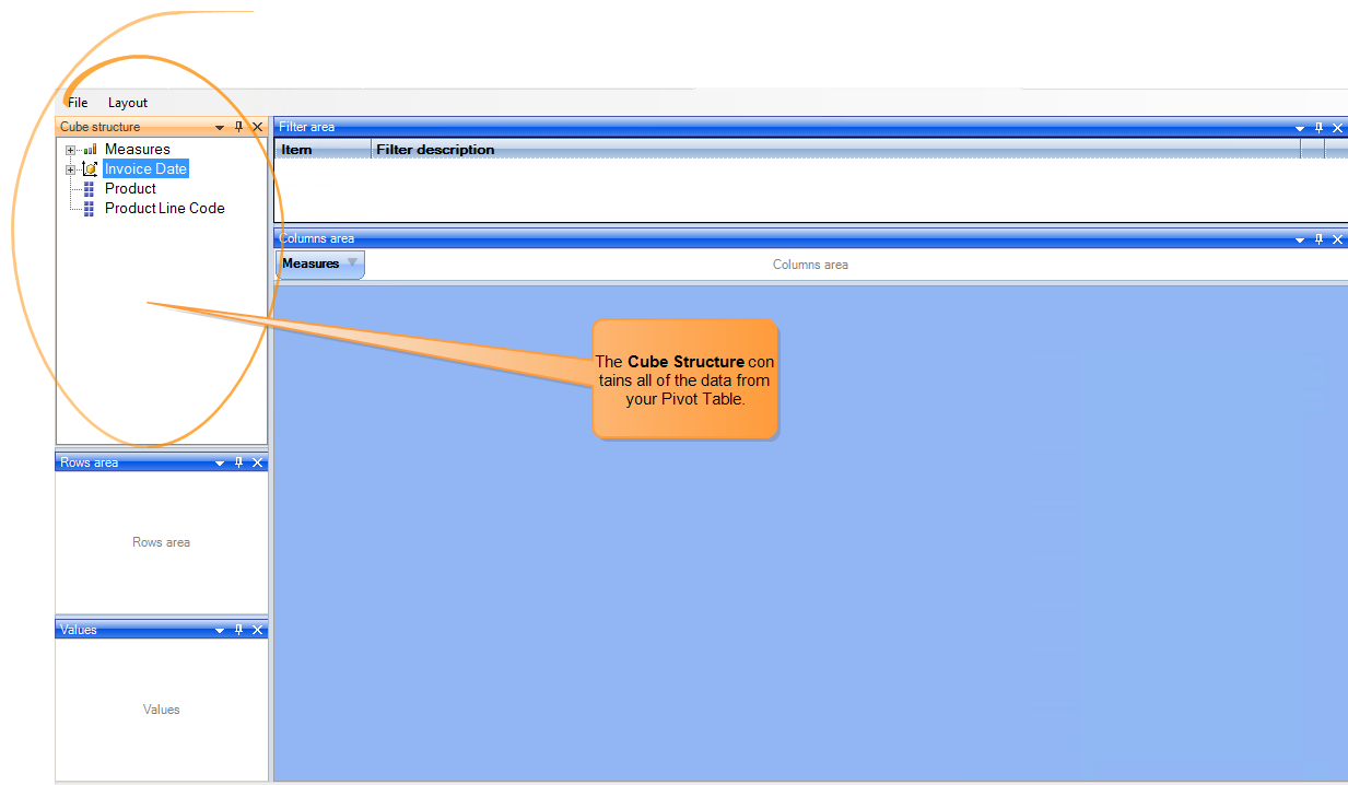 Build and save a pivot report layout