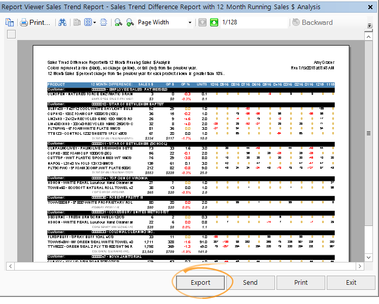 Export a report to Excel or PDF