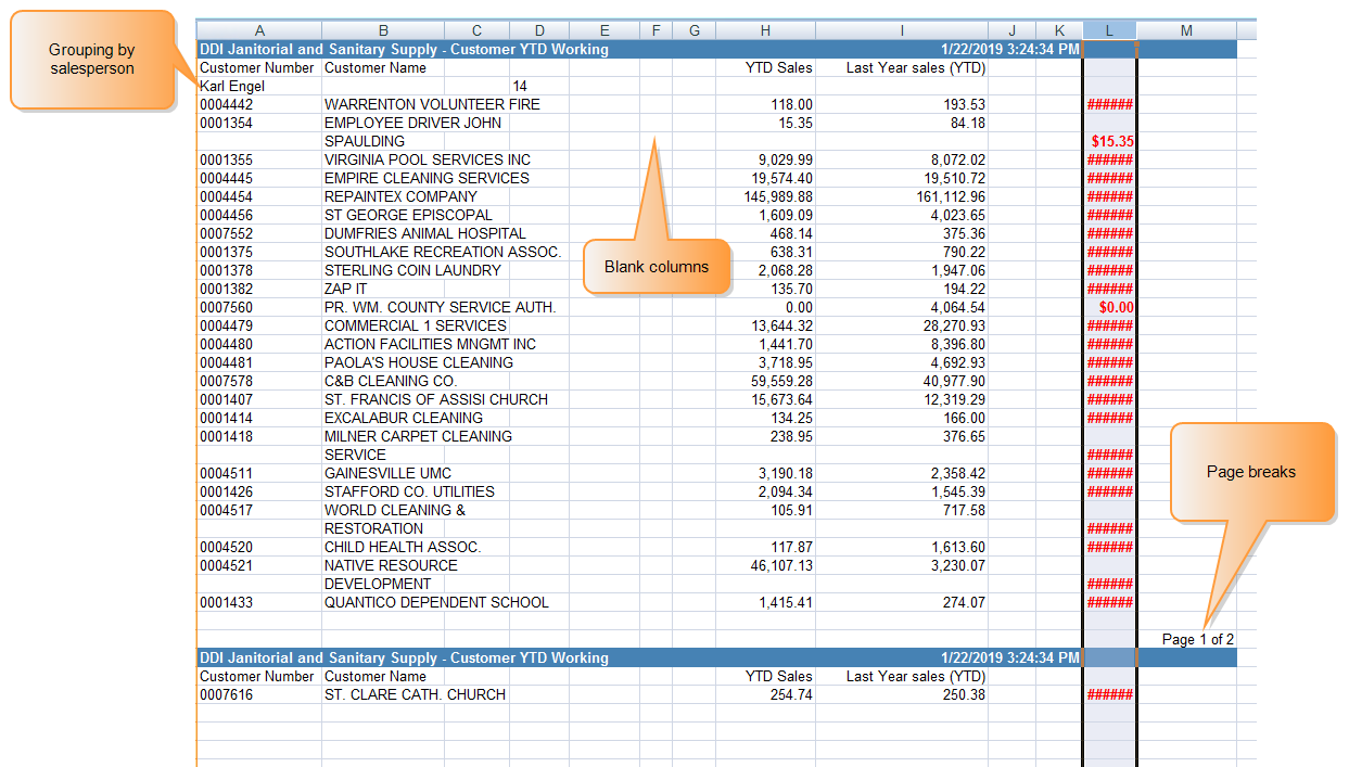Export an ARW report with layout for Excel