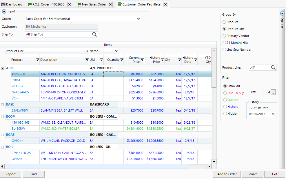 Create a new order from the Order Pad
