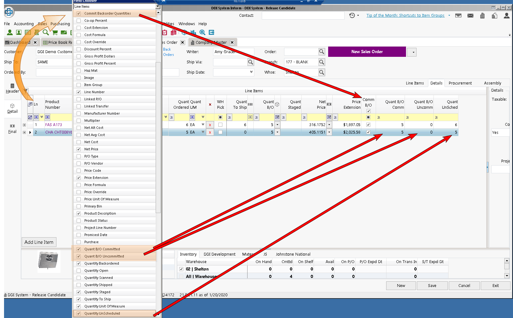 Schedule backorder releases and inventory commitment