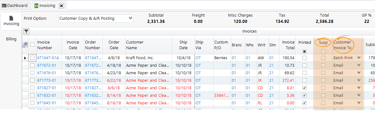 Print and post invoices daily
