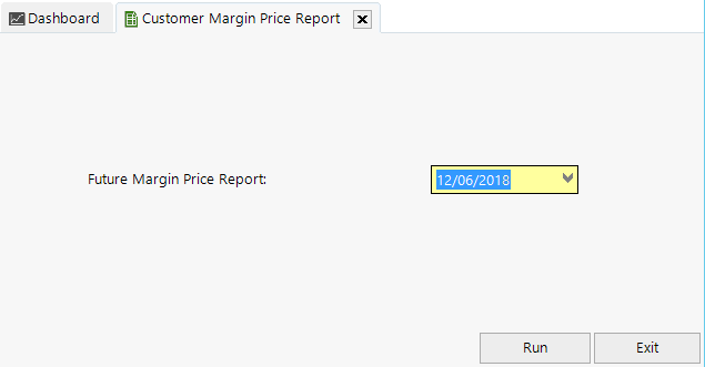Customer Margin Price Report