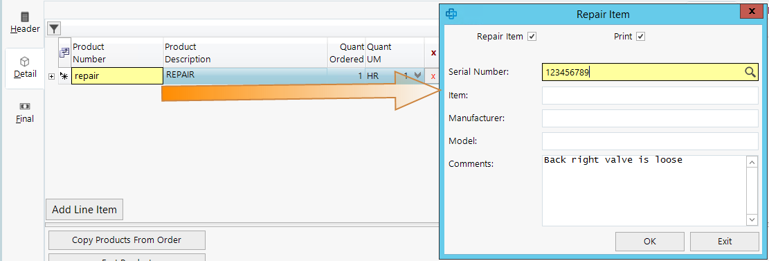 Create a repair workorder