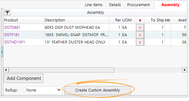 Build a new custom assembly from a sales order