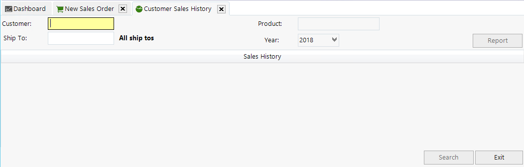 Customer Sales History report