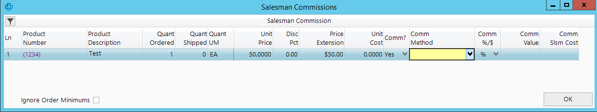 Override salesman commissions