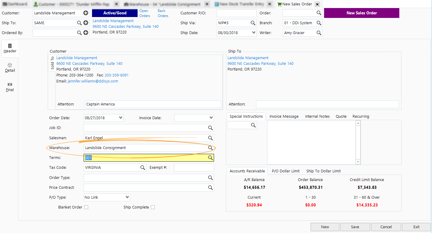 Set up a consignment process
