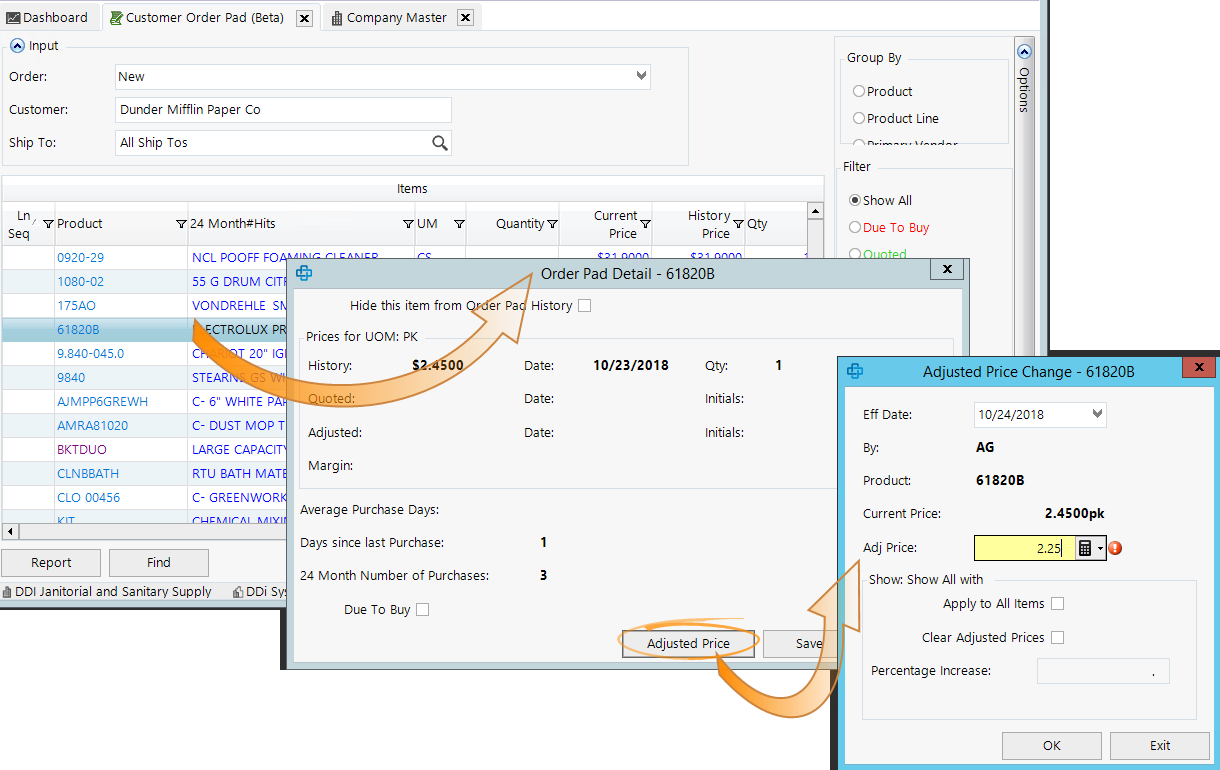 Change product pricing from the order pad