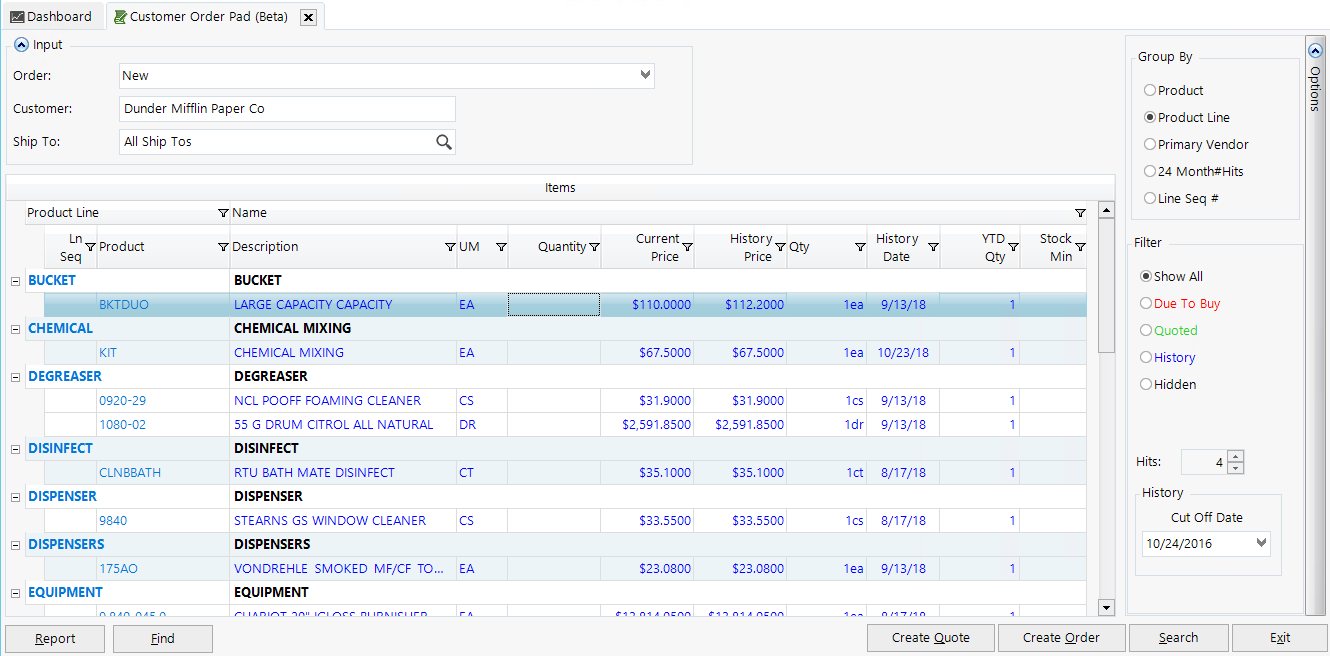 View customer order history