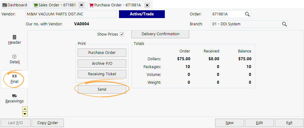 Link a sales order to a purchase order