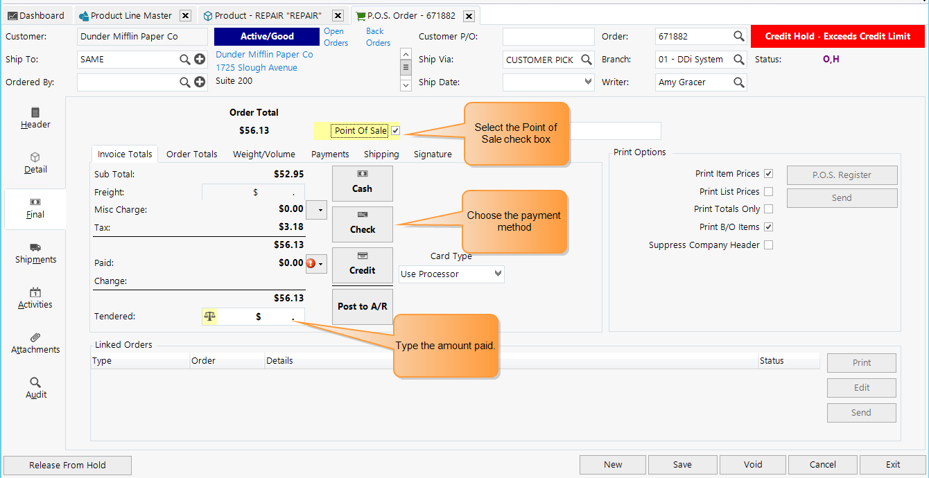 Create a pickup order