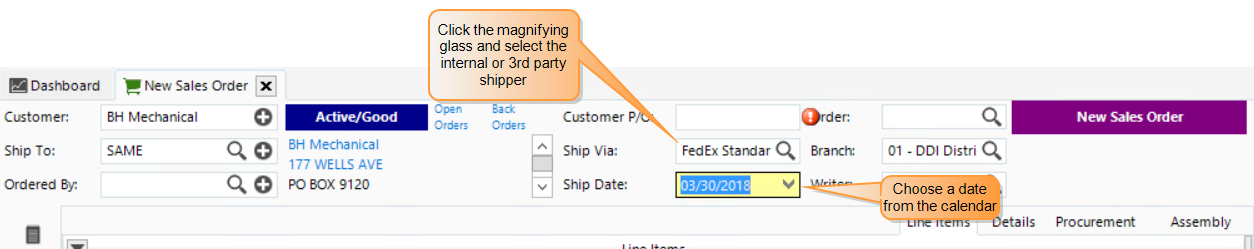 Set up order delivery and 3rd party shipping
