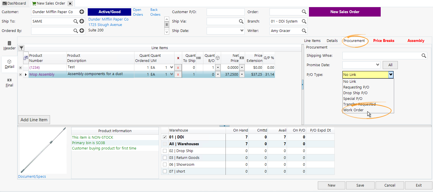 Create a work order for a kit build from a sales order