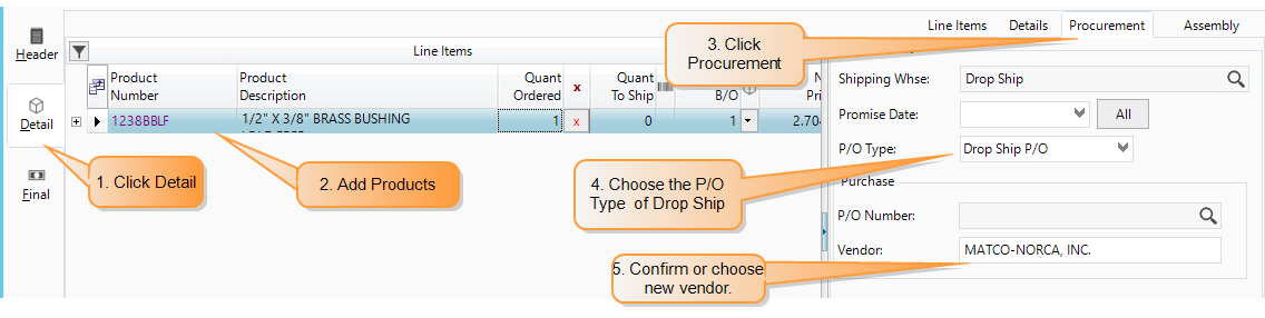 Create a drop ship order