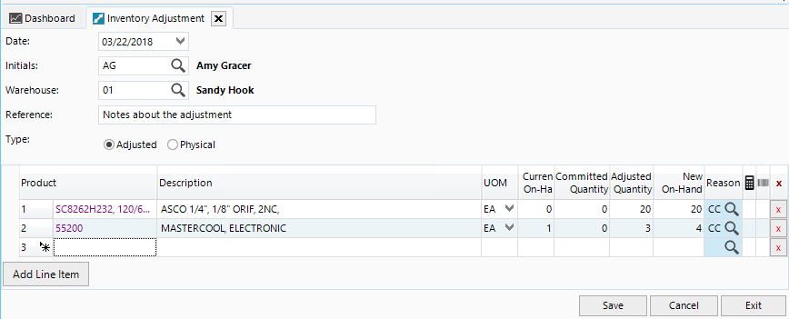 Adjust Inventory Quantities