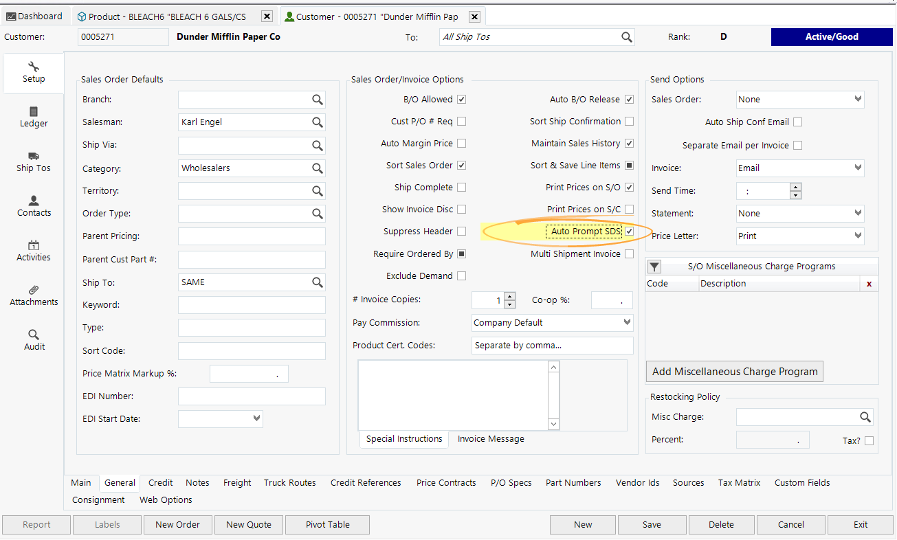 Auto print safety data sheets during ship confirmation