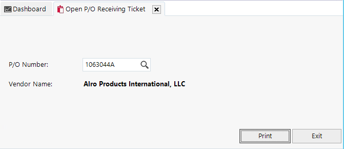 Print an open PO receiving ticket