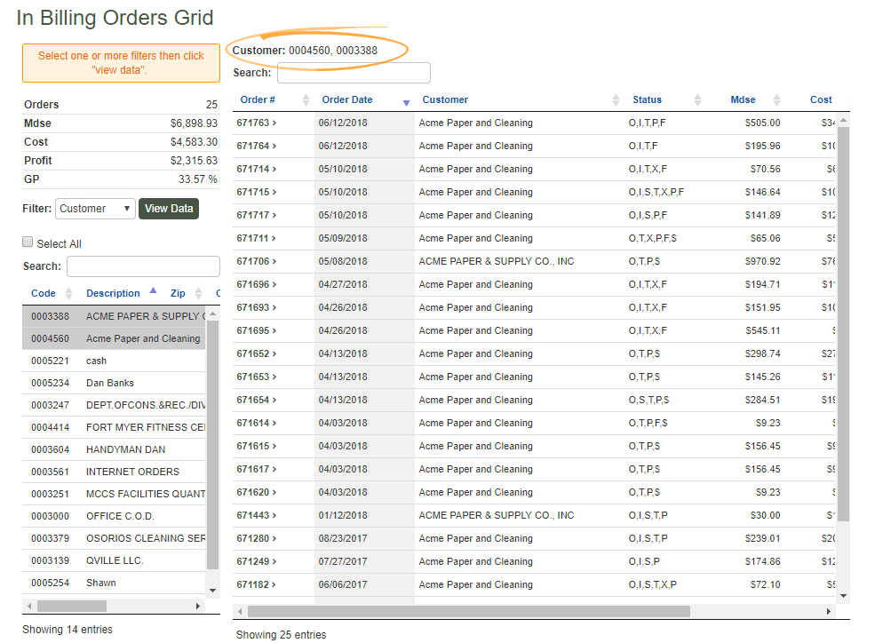 Filter the KPI grid details