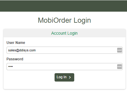 Log in to MobiOrder