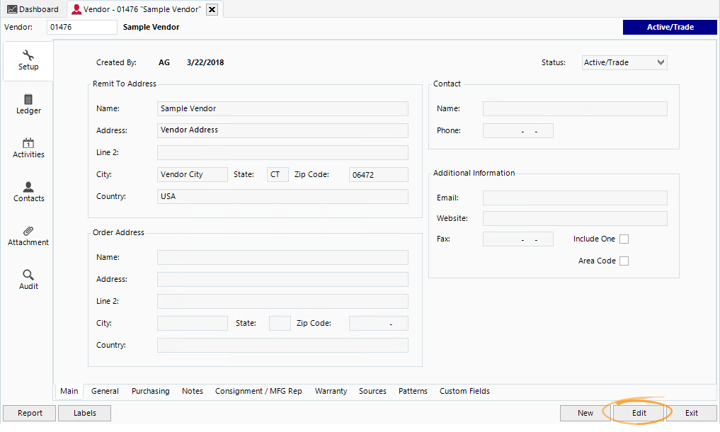 How to create and edit vendors