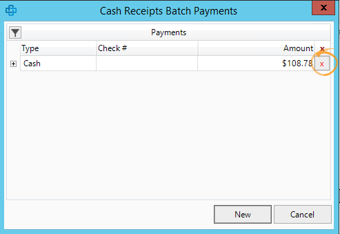 Cancel a payment in an open cash receipts batch