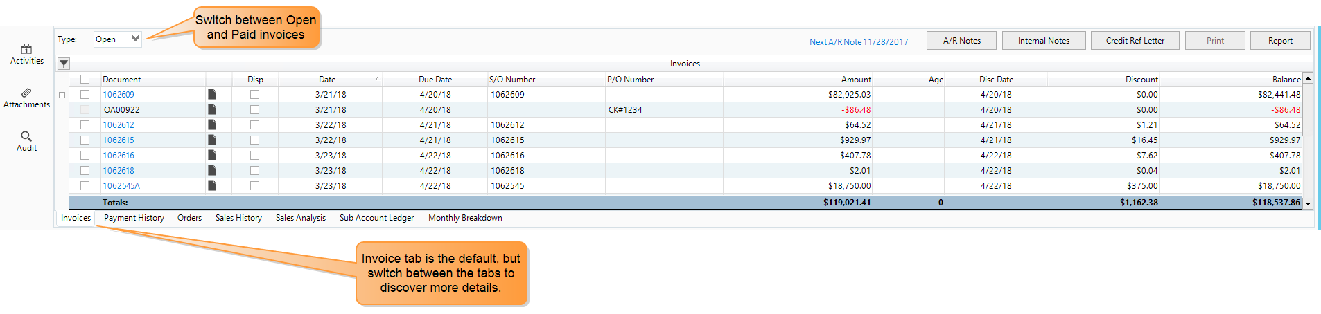 How to view customer invoice and payment history