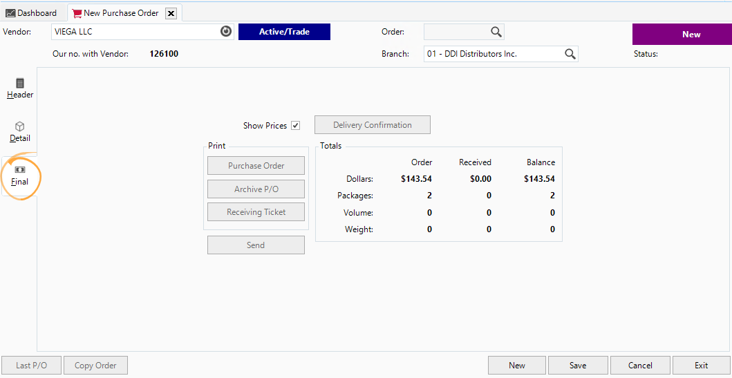 Create a manual purchase order