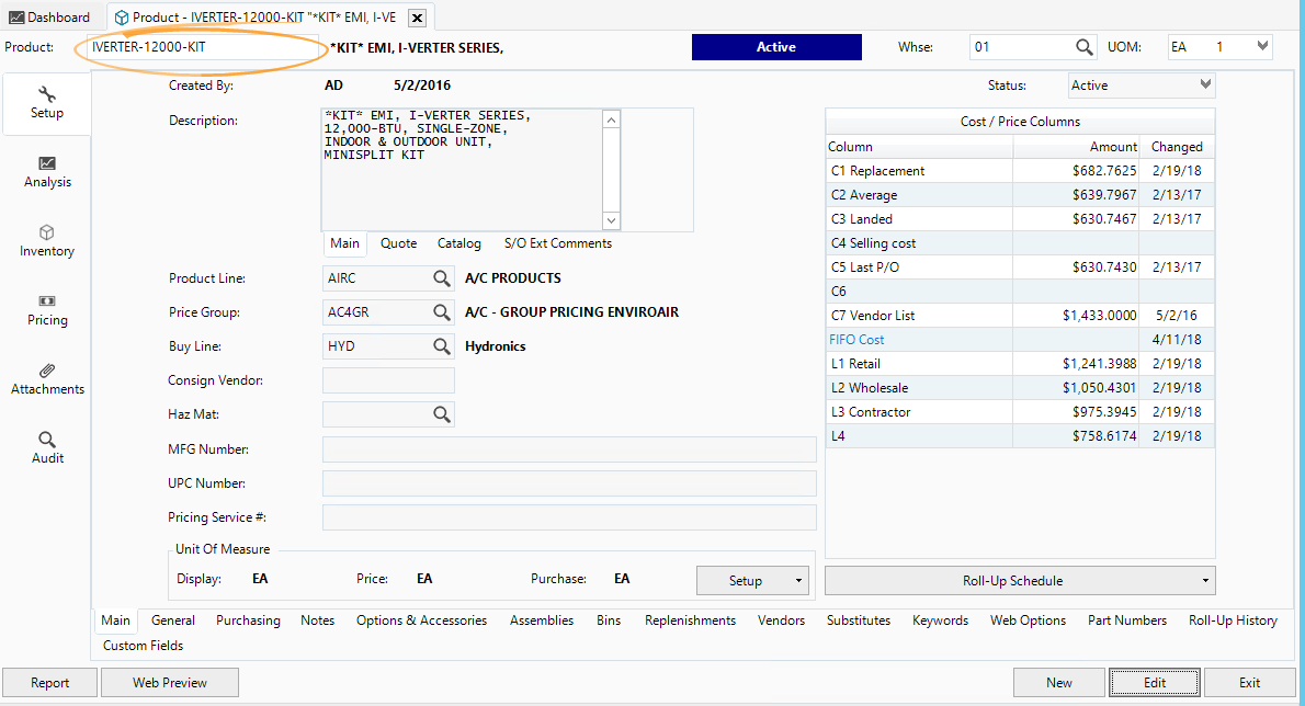 How to edit or create a product