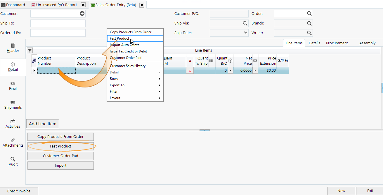 Add a new product using Fast Product
