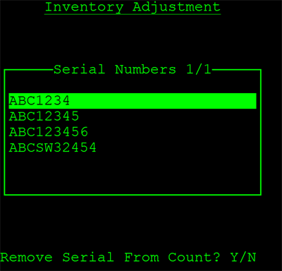 Cycle counting serial numbers