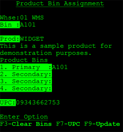 Assign products to bins (WMS)