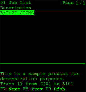 Product replenishment–Job List (WMS)