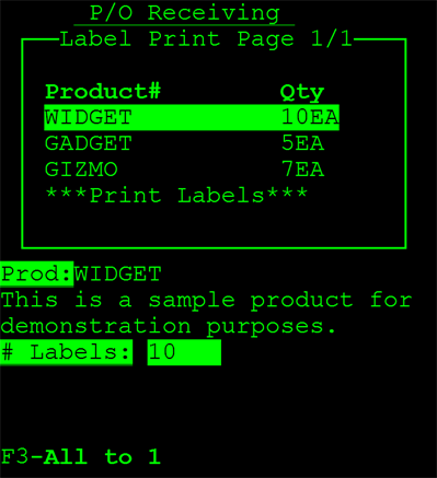 Print product barcodes and labels (WMS)